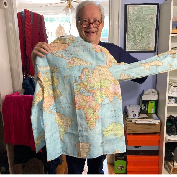 Men's Heavy Cotton World Map Shirt - Etsy
