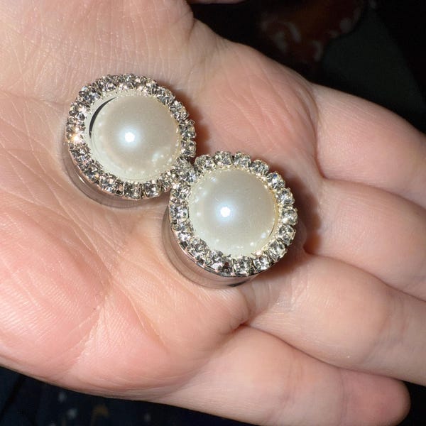 Natural Crystal Quartz Gauges Silver Tunnels 0g - 25mm 00g 8mm 10mm ...