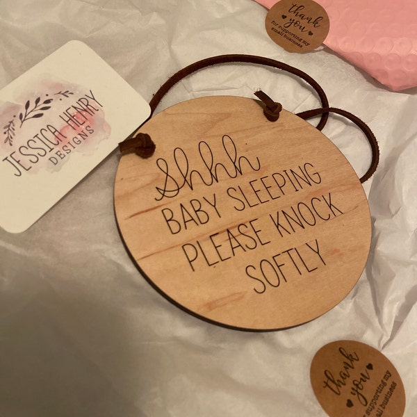 Baby Sleeping Wood Door Sign: Please Knock Softly - Etsy