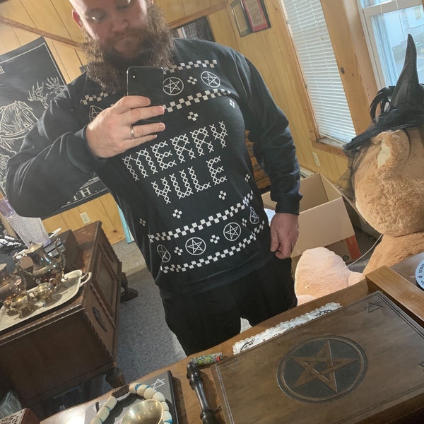 Ugly Christmas Sweater Merry Yule Witch Pentagram Sweatshirt - Etsy