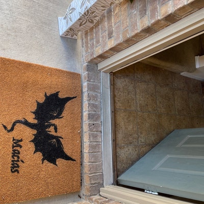 Flying Dragon Custom Hand Painted Fantasy Welcome Door Mat by Killer ...