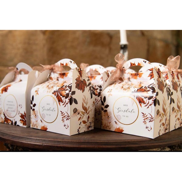 Personalised Fall Autumn Foliage Wedding Favour Boxes Hen Party Bridal ...