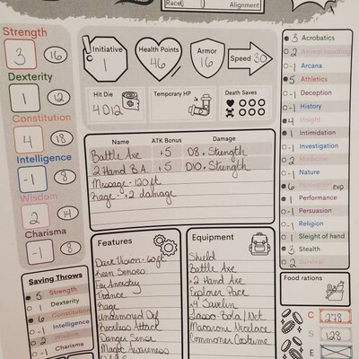 D&D Dyslexia Character Sheets Form Fillable , Printable PDF Digital ...