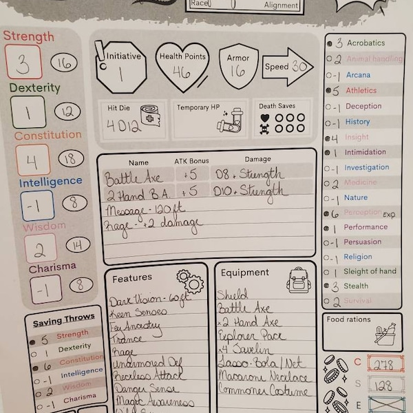 D&D Dyslexia Character Sheets - Form Fillable , Printable PDF Digital ...