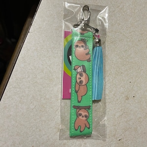 Sloth Keychain Wristlet Cute Sloth Gifts Sloth Key Fob Wristlet Sloth ...