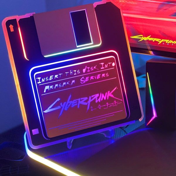 Cyberpunk 90s Floppy Disk Game Room Decor | Retro Diskette Wall Night ...