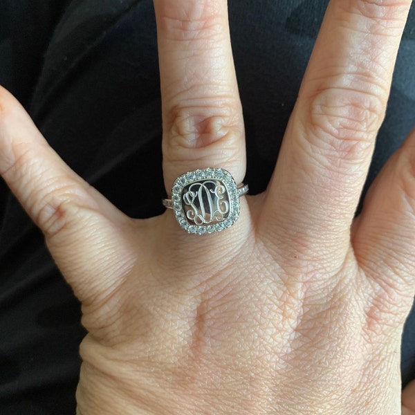 Monogram Sterling Silver Rings, Monogram Square Rings, Sterling Silver ...