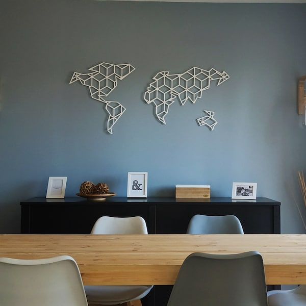 Metal Map of the World, Metal World Map, Metal Map, White Metal World ...