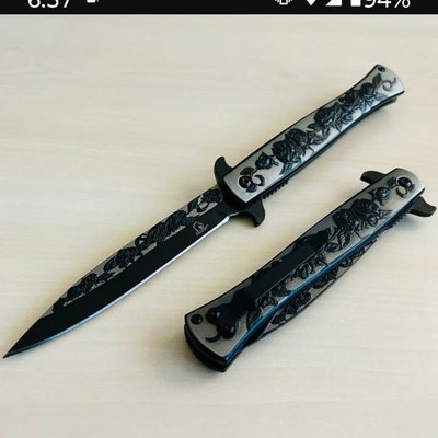 8.5 Green Military Tactical Cool Knife Spring Assisted Open Blade ...