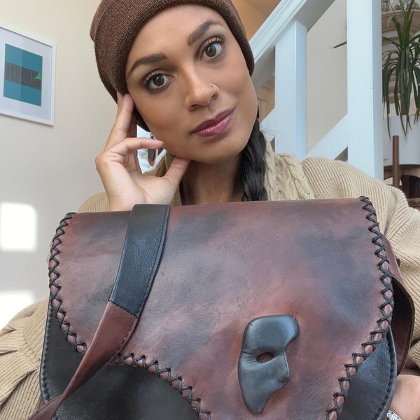 One of a Kind Soft Leather Bag With Gemstone, Handmade Crossbody Unique ...