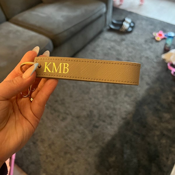 Personalised Wristlet Keyring, Monogrammed Strap Key Ring, Initials ...