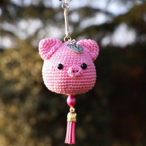 Mini Crochet Animals Cute Pig Head Key Chain— CROCHET PDF PATTERNS - Etsy