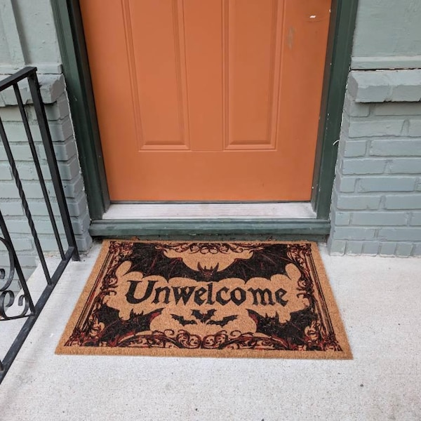 Unwelcome Bat Style Gift, Dark and Gothic Doormat, Gothic Mat Home ...