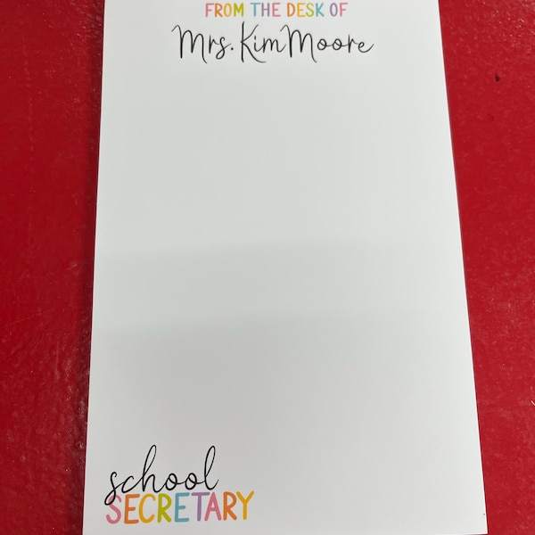 School Secretary Notepad, Personalized Secretary Notepad, Gift for ...