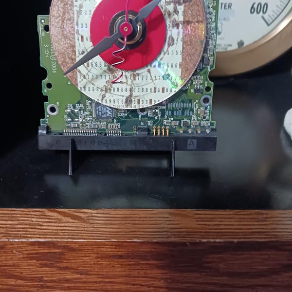Vintage Punched Computer Punch Card on Mini CD on Circuit Board Clock ...