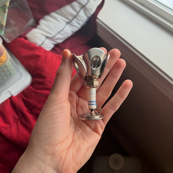 Spark Plug Rose - Scrap Metal Flower Welded Upcycled Car Parts Artwork ...