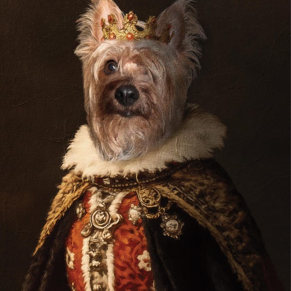 Queen Pet Portrait, Custom Digital Pet Art, Personalized Royal Pet ...