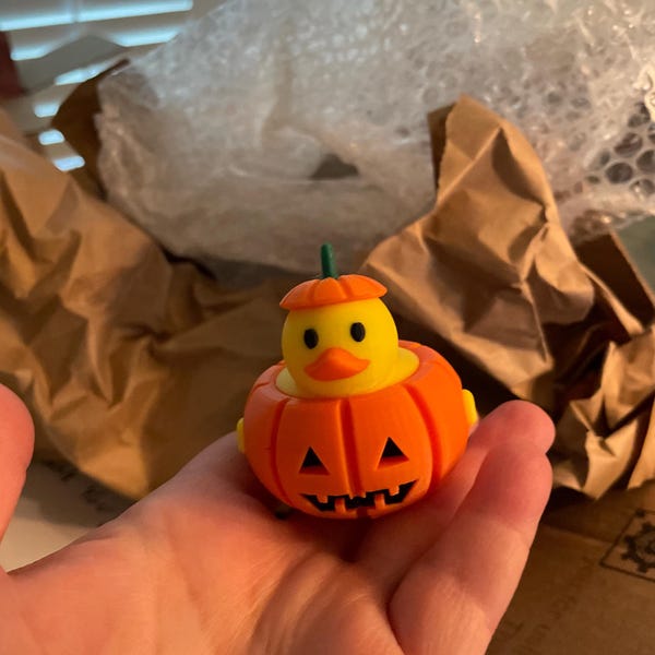 Pumpkin Duck, Duck Wearing a Pumpkin, Ducky in a Pumpkin, Cute ...