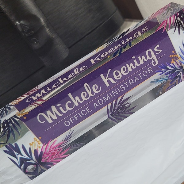 Personalized Desk Name Plate for Office Desk Gold Stripe Design on ...