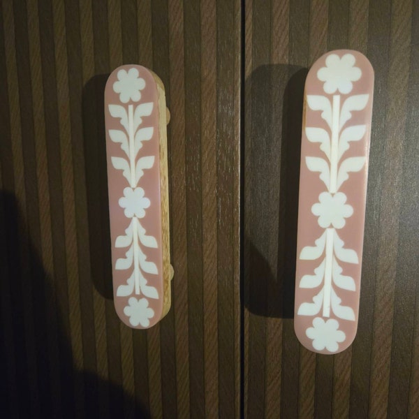Resin Inlay Cabinet Drawer Handle Wooden Door Handles Green and Pink ...