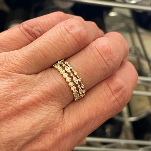 Diamond Stacking Ring Set by Caitlyn Minimalist • Set of 3 Dainty ...