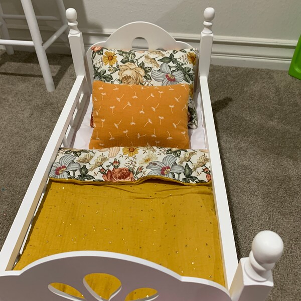 Doll Bedding Set - Doll Pram Bedding Set - Doll Crib Bedding - Doll Cot ...