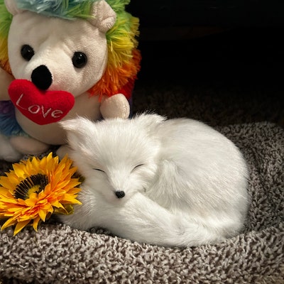 Handmade Faux Fur White Fox Spirit 4in Soft Realistic Animal Ninetails ...