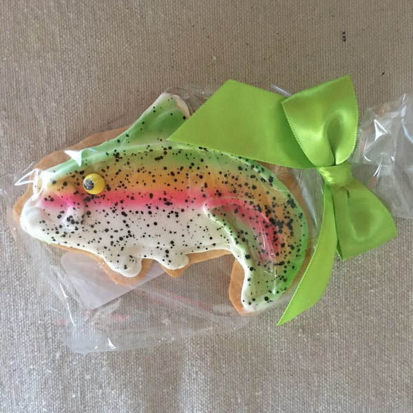 Trout Fishing Cookies- Set of 6 Crunchy Shortbread Cookies Individually ...