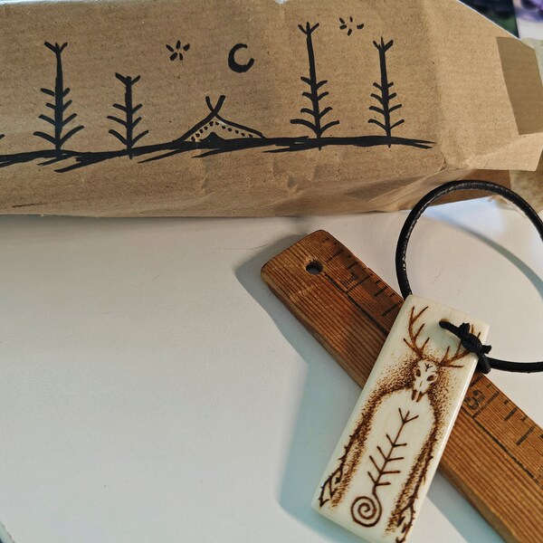 Ancient Shaman Amulet, Bone Pyrography, Nordic Stone Bronze Age Art ...