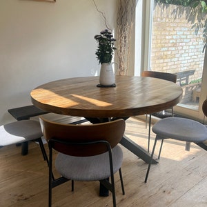 Remi Luxury Round Solid Mango Wood Dining Table in Black 4 - Etsy