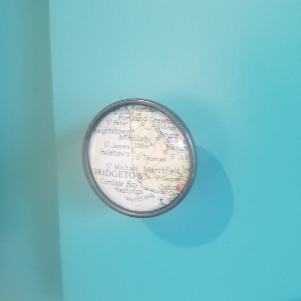 Custom MAP CABINET KNOB / Map Drawer Pull / Glass Domed Nickel, Bronze ...