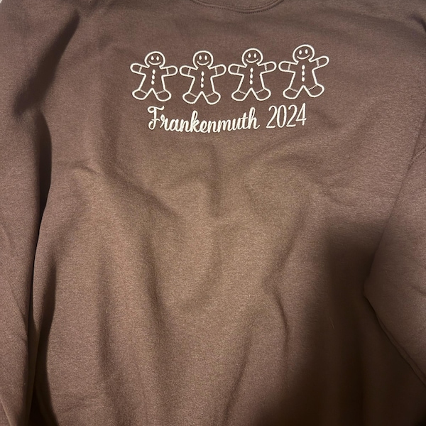 Gingerbread Men Embroidered Pullover, Gingerbread Sweater, Holiday Gift ...