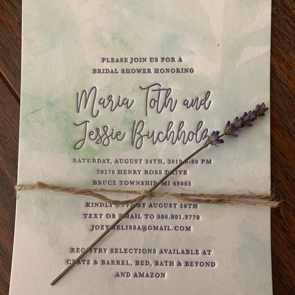 Modern Border Letterpress Shower Invitations - Etsy