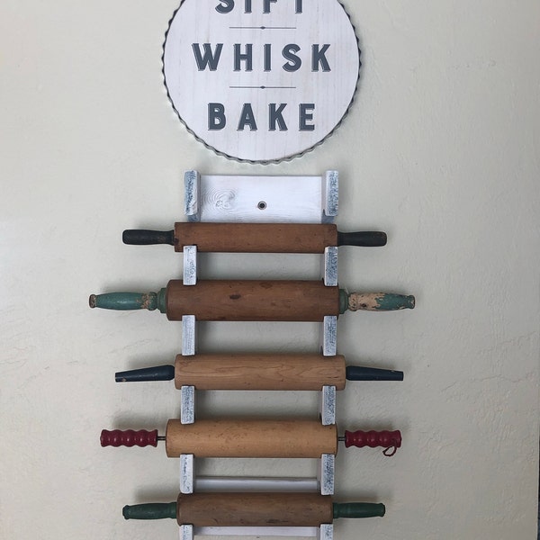 Multiple Rolling Pin Rack, Wooden Rolling Pin Shelf, Rolling Pin ...