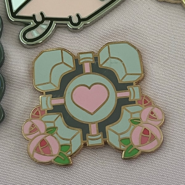 Floral Companion Cube - 1.25 Inch Enamel Lapel Pin - Etsy