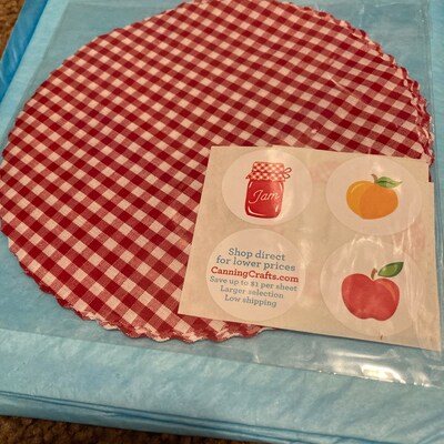 12 Red Gingham Jam Jar Covers, Cloth Fabric Toppers for Mason Jars ...