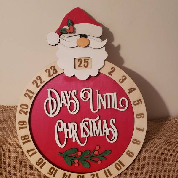 Santa Christmas Countdown Laser Cut File, Christmas Santa Countdown SVG ...