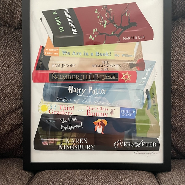 For the Love of Books Art Print * PERSONALIZED W/your 8 Favbook Titles ...