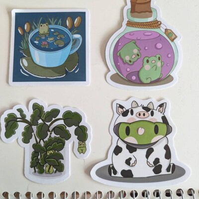 Cute Kawaii Frog and Fox Sticker Kawaii Fox Baby Fox Cottage Core Frog ...