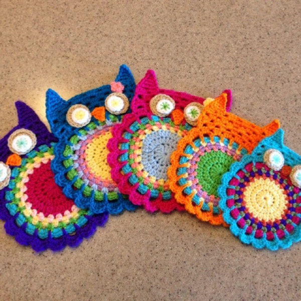 Crochet Owl Coaster Pattern: Applique PDF (digital Download) - Pattern ...