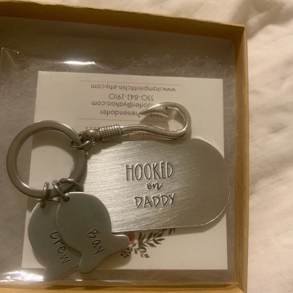 Daddy Keychain--hooked on Daddy Keychain--kids Name Keychain--christmas ...