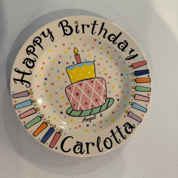 Birthday Plate, Custom Name Personalized Hand Painted Ceramic Birthday ...