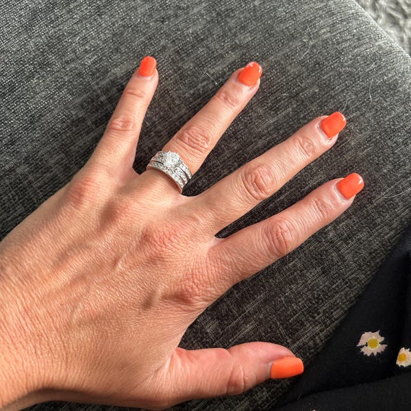 2 CT Created Diamond Rinn Set of Three Band 925 Sterling Silver Ring ...