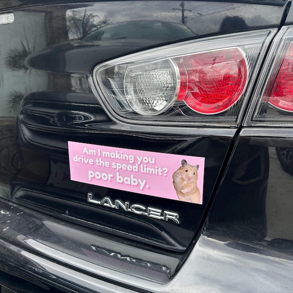 Sad Hamster Meme Funny Bumper Sticker Magnet - Am I Making You Drive ...