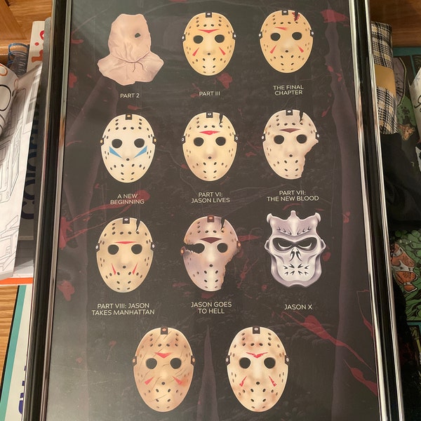 JASON VOORHEES: Friday the 13th, Every Mask Poster, Evolution of Jason ...