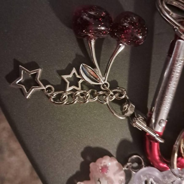 Y2k Cherry Keychain | 8 Color Options | Bag Charm | Zipper Pull ...