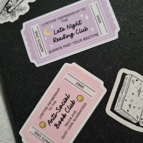 Late Night Reading Club Book Lover Reading Gift Admittance Ticket Matte ...
