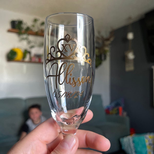 Copa De Vidrio Personalizada Para Quinceañera O Sweet 16! Personalized ...