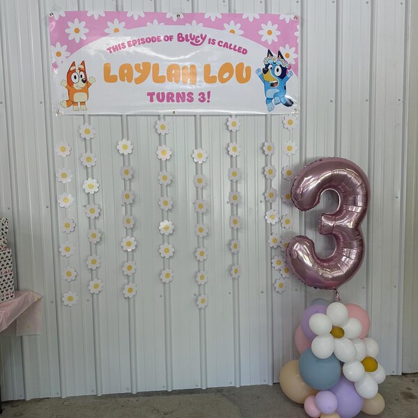 Bluey Floral Daisy Birthday Party Banner - Etsy