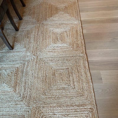 Jute Runner Rug Scalloped Runner Rug, Bohemian Scallop Rug, Natural ...